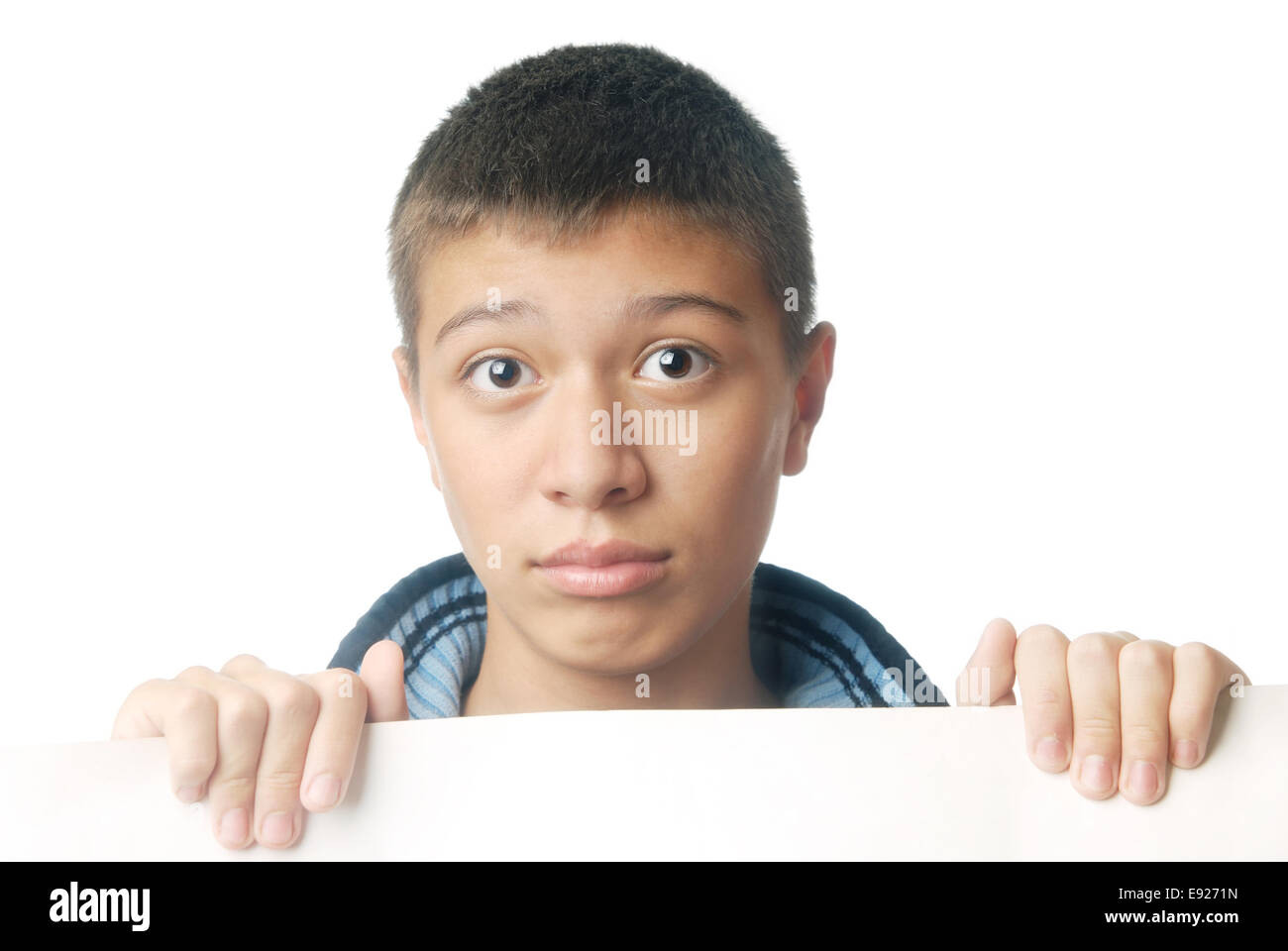 White paper and boy Stock Photo - Alamy