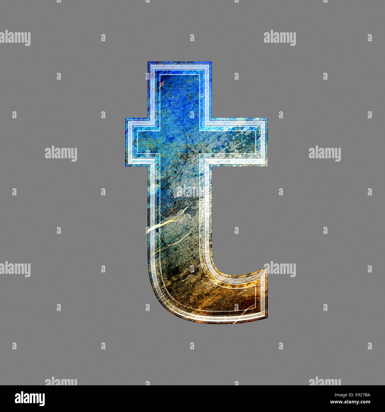 grunge 3d letter isolated on grey background - t Stock Photo - Alamy