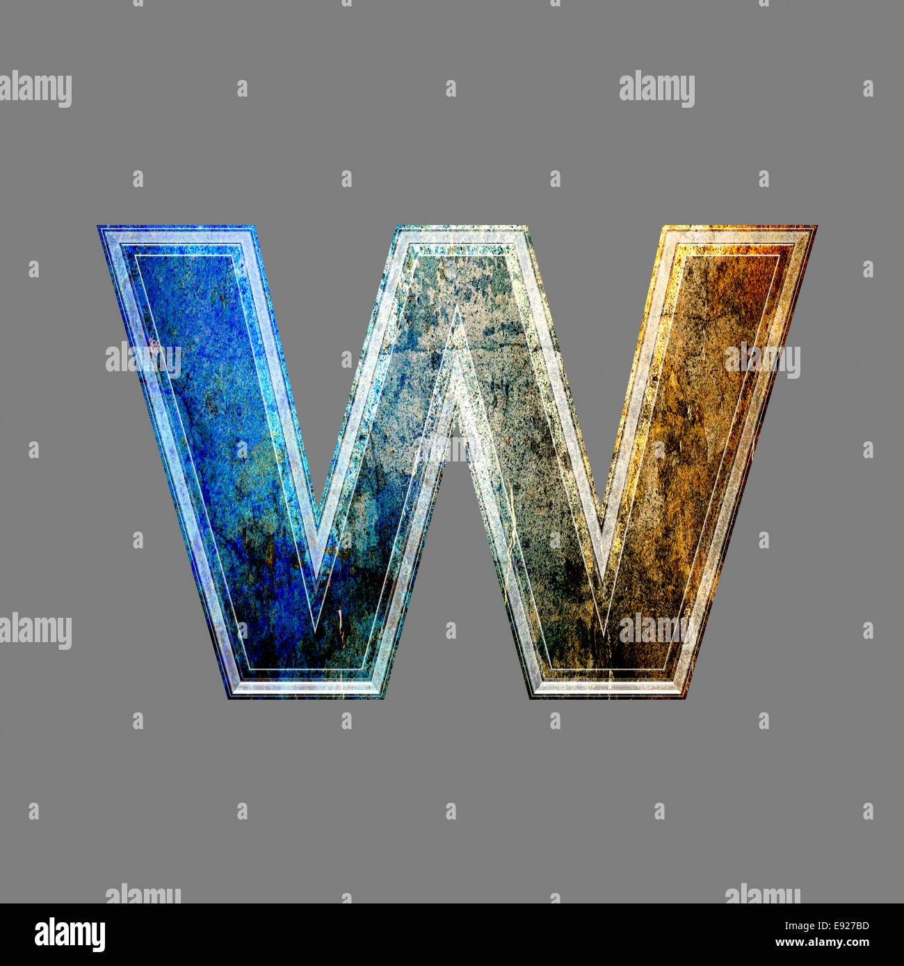 grunge 3d letter isolated on grey background - w Stock Photo - Alamy