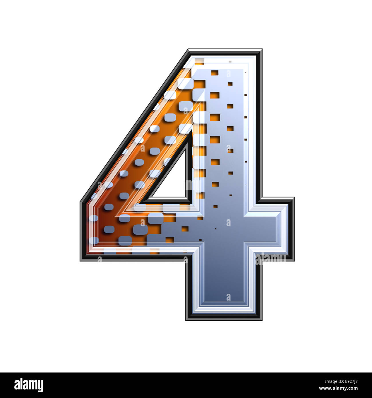 Halftone 3d digit - 4 Stock Photo - Alamy