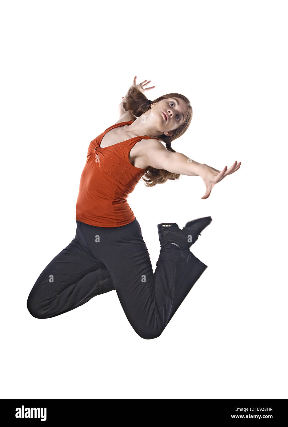 Woman contemporary dancer jumping Stock Photo - Alamy