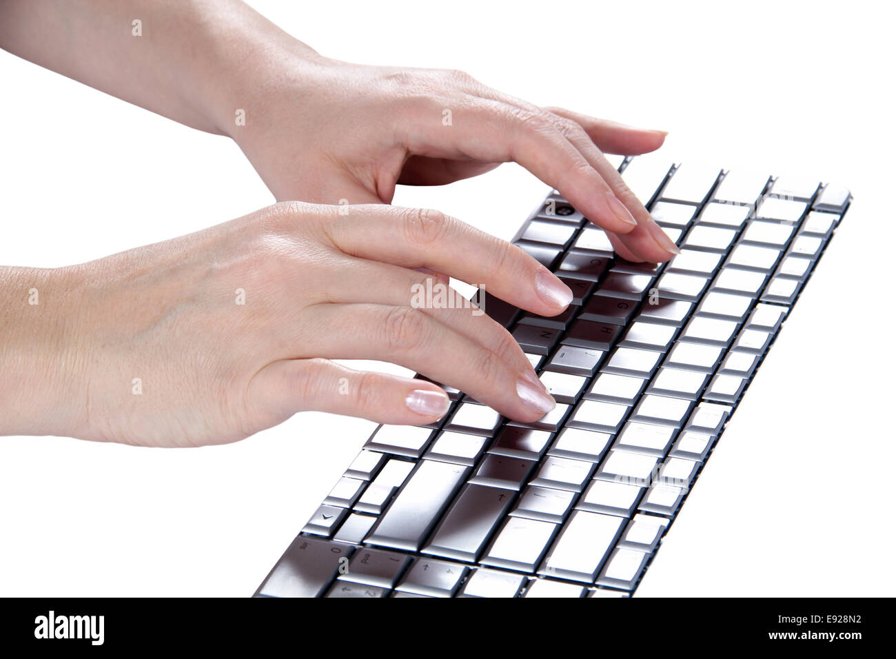 Female hands typing (isolated Stock Photo - Alamy