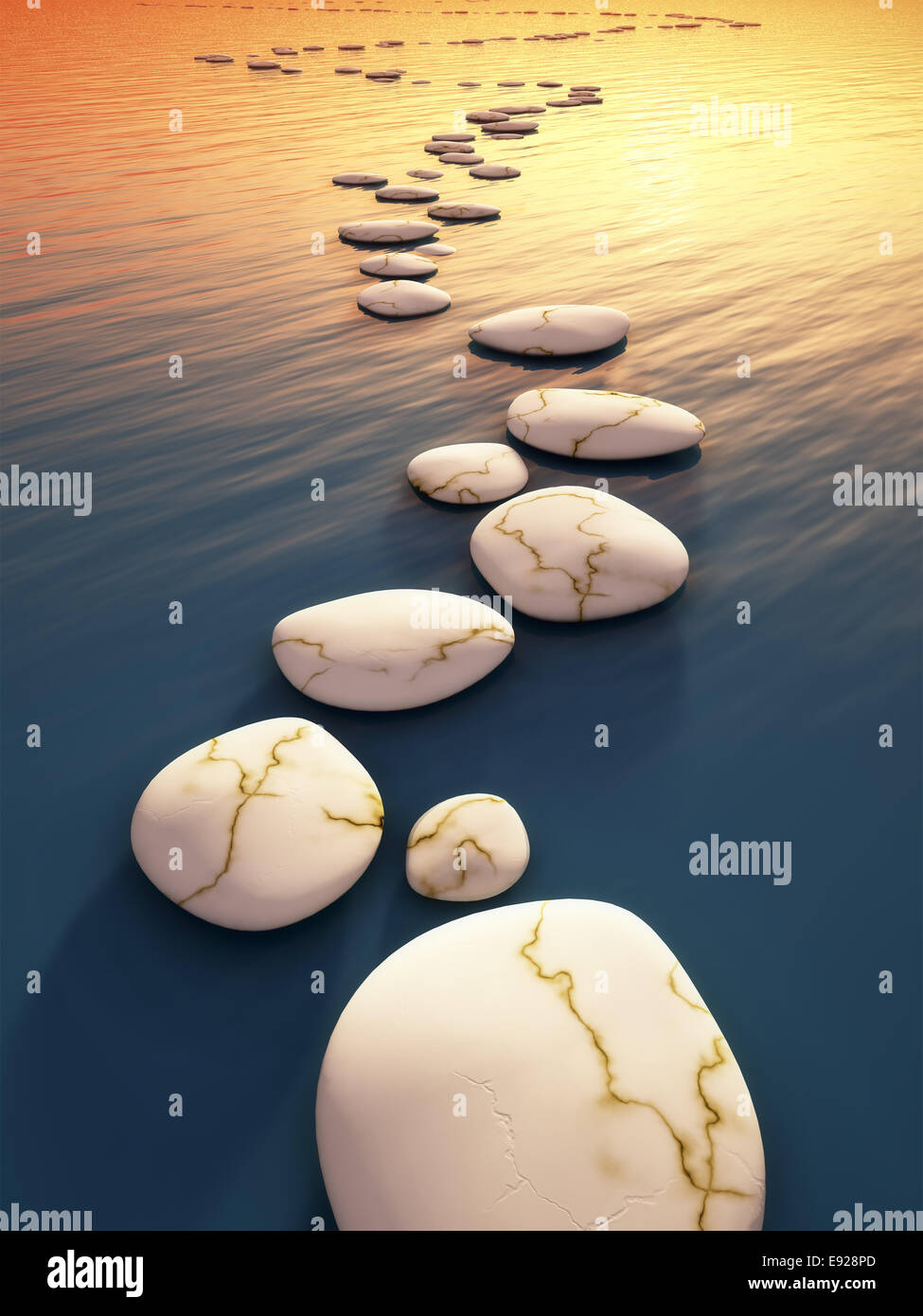 step stones sunset Stock Photo - Alamy
