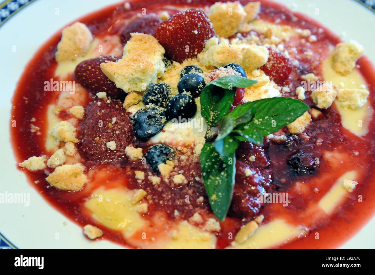 Dessert with red berries Stock Photo - Alamy