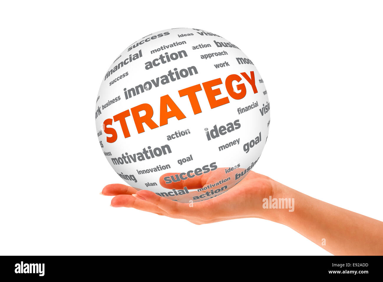 Hand holding a Strategy 3D Sphere Stock Photo - Alamy