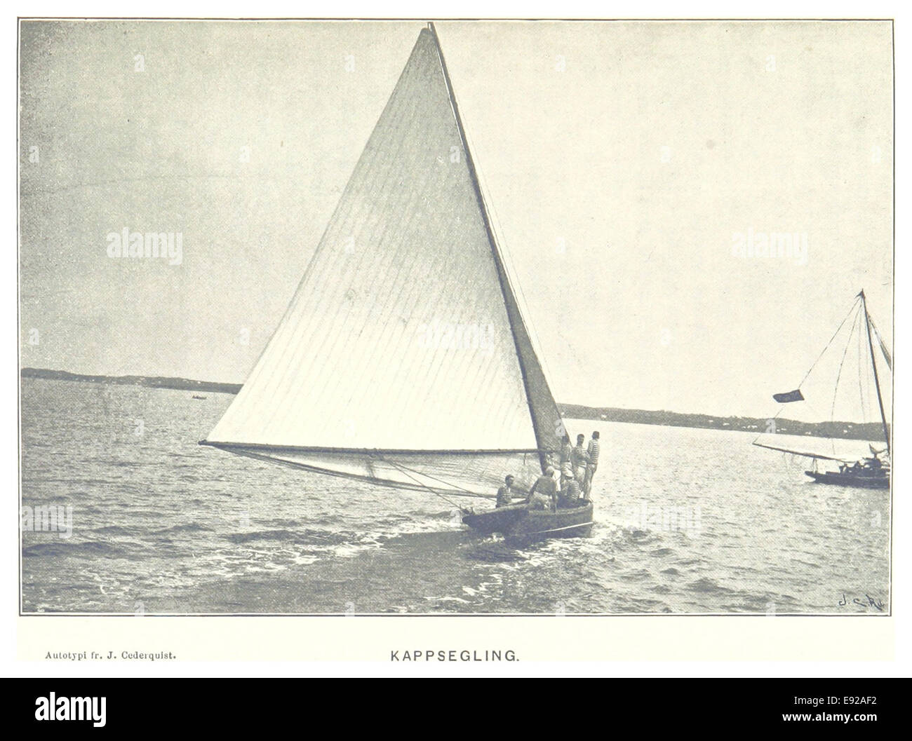 An illustration showing a sailing race, known as Kappsegeling, number ...
