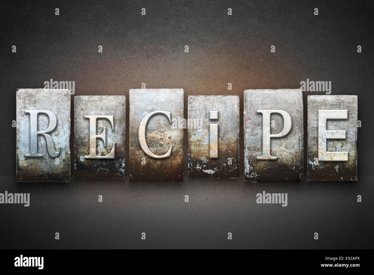 The word RECIPE written in vintage letterpress type Stock Photo - Alamy