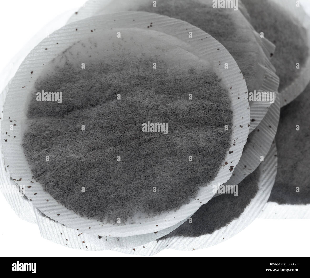 Macro image of round tea bags Stock Photo - Alamy