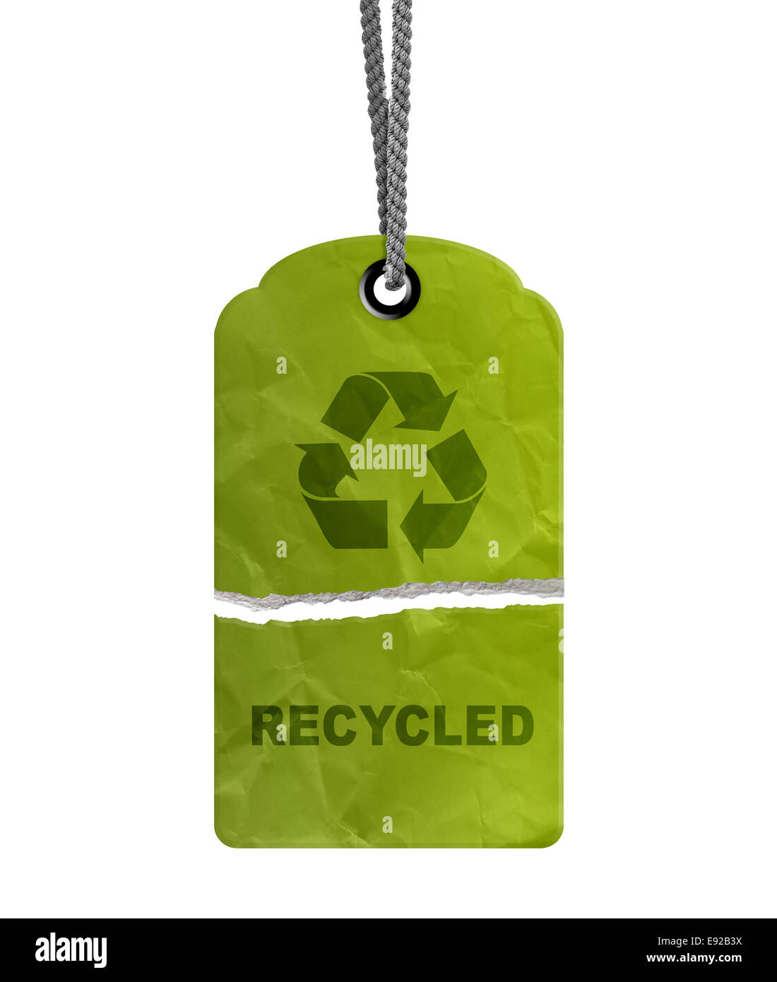 torn Eco Recycle Tag Stock Photo - Alamy
