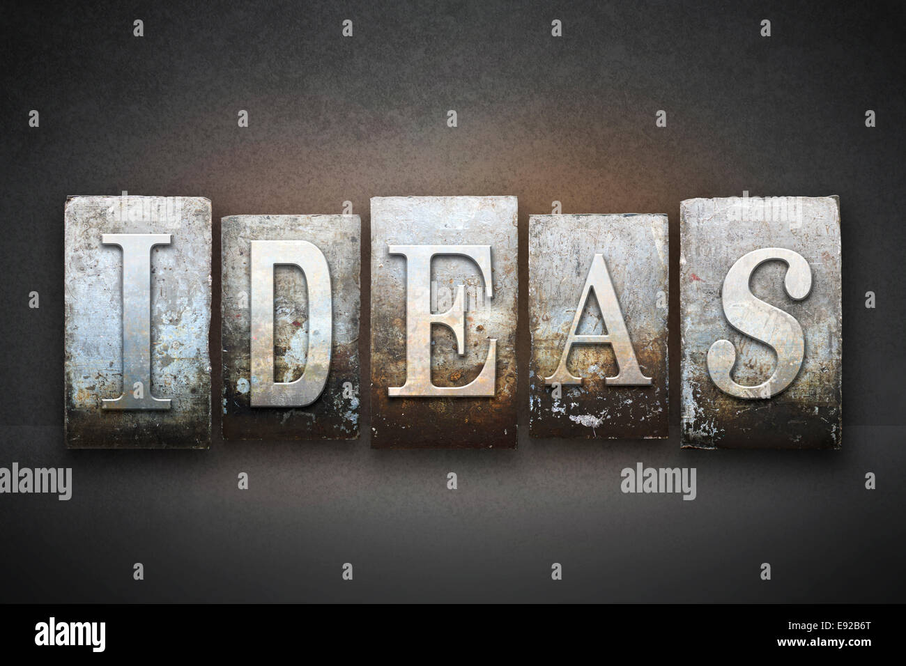 The word IDEAS written in vintage letterpress type Stock Photo - Alamy