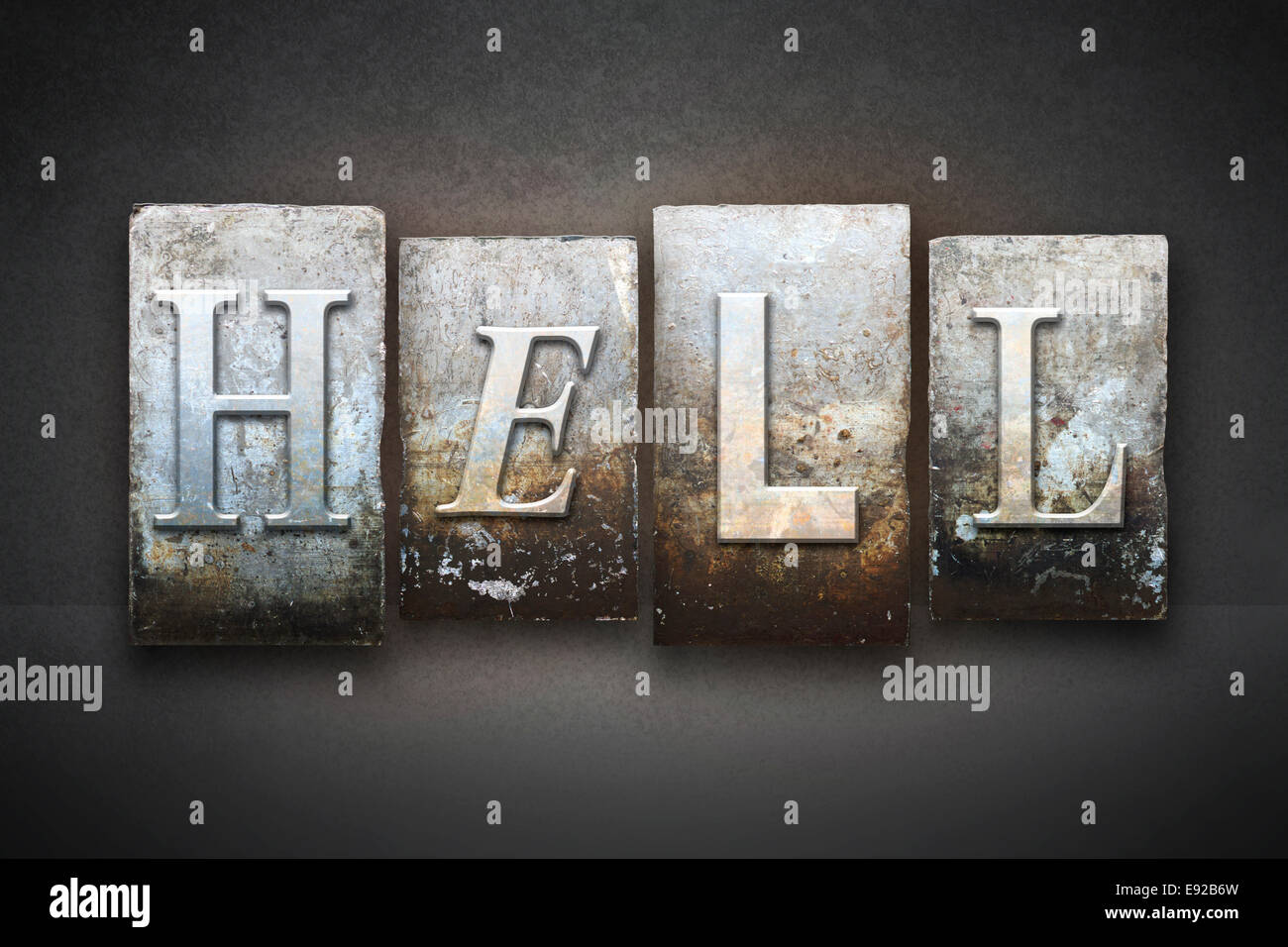 The word HELL written in vintage letterpress type Stock Photo - Alamy