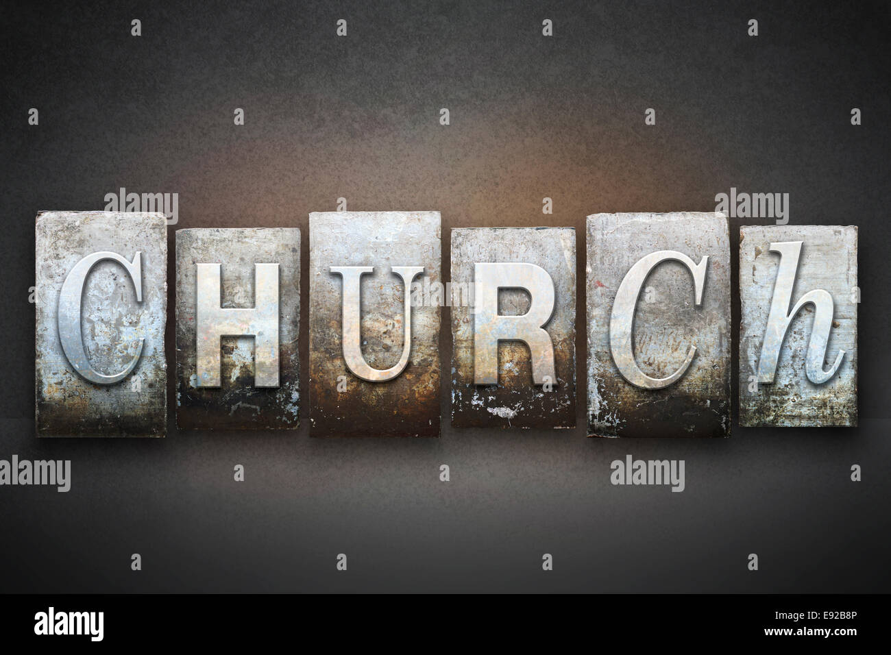 The word CHURCH written in vintage letterpress type Stock Photo - Alamy