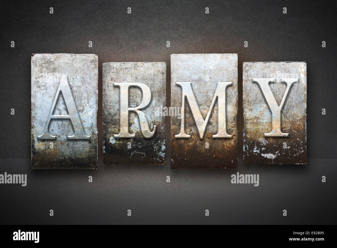 The word ARMY written in vintage letterpress type Stock Photo - Alamy