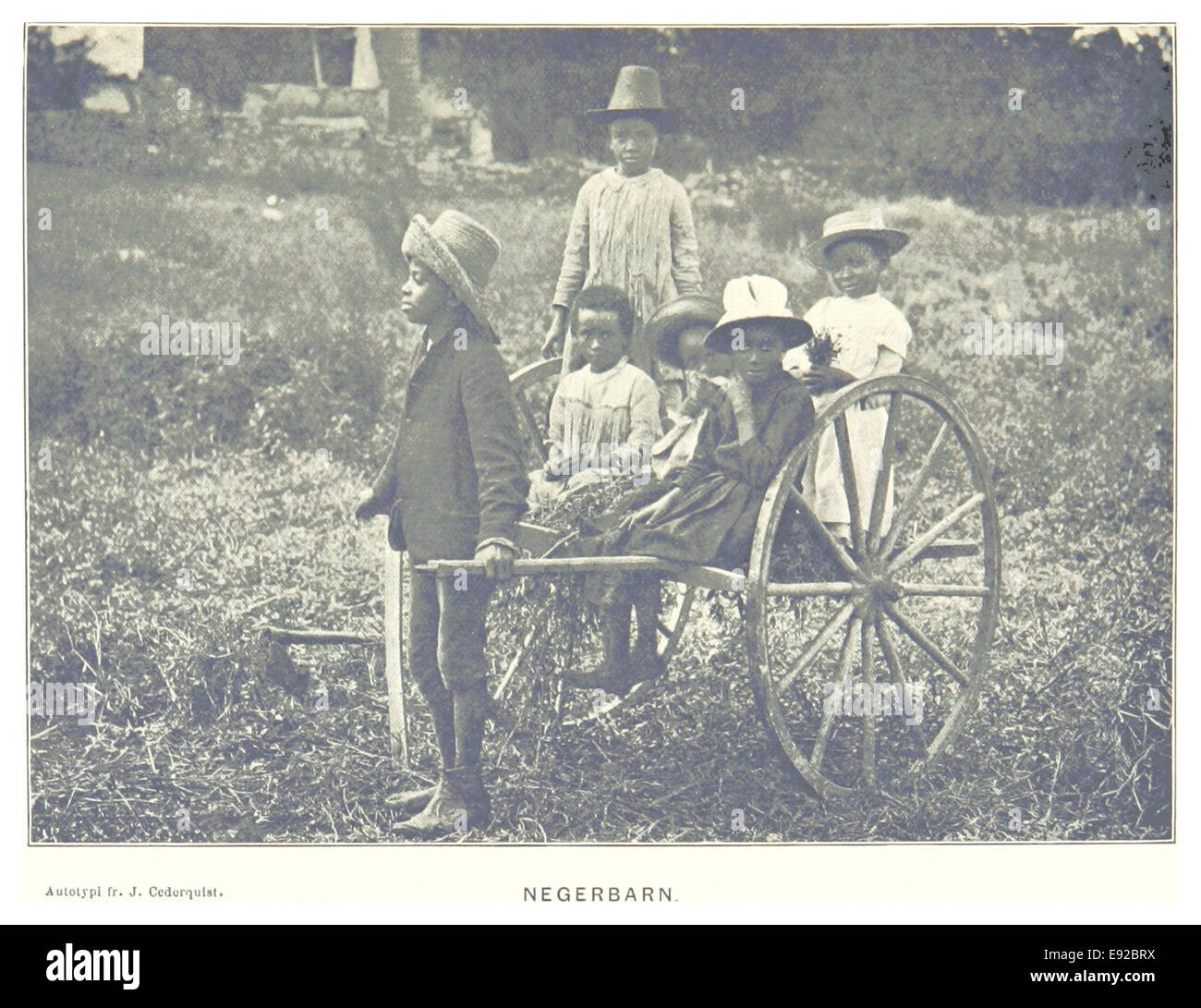A vintage illustration titled '139 Negernbarn', showcasing a map or ...