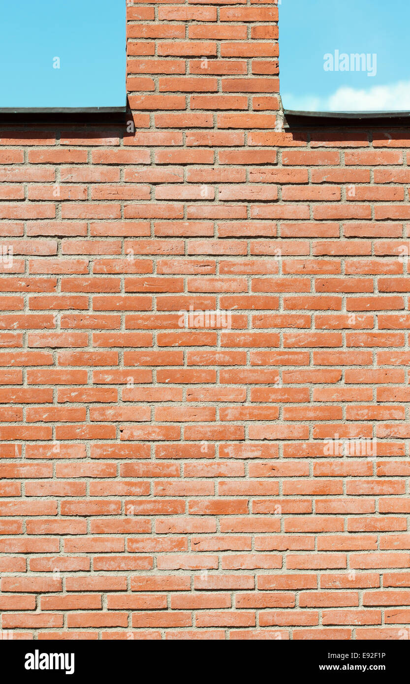 Red brick wall and windows. Public artwork by Per Kirkeby, Moderna ...