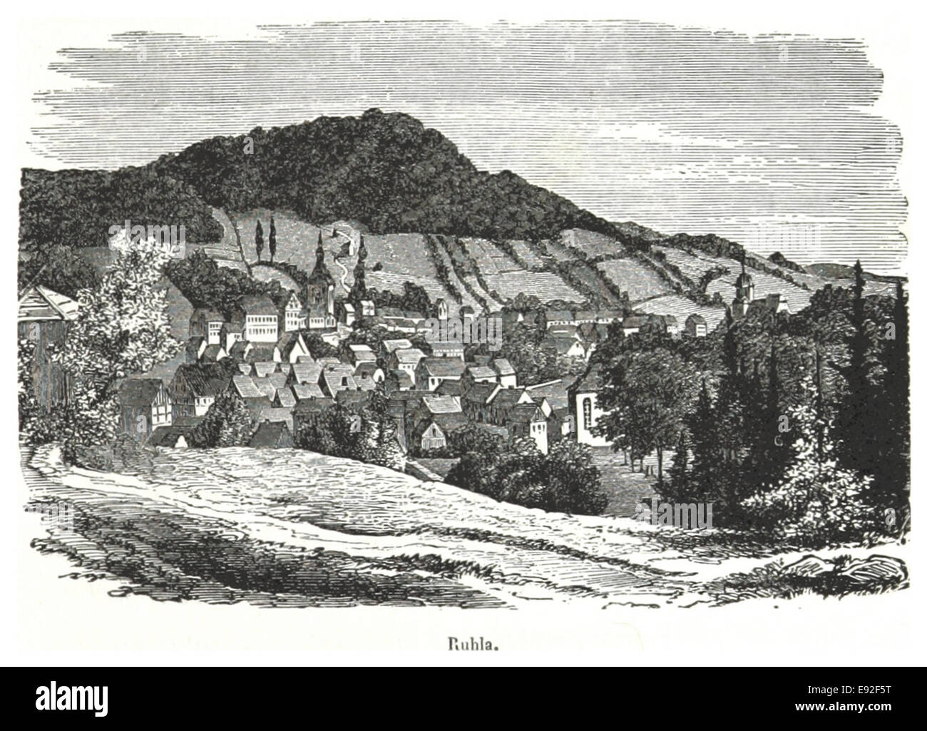 This image likely features an illustration or map related to Ruhla, a ...