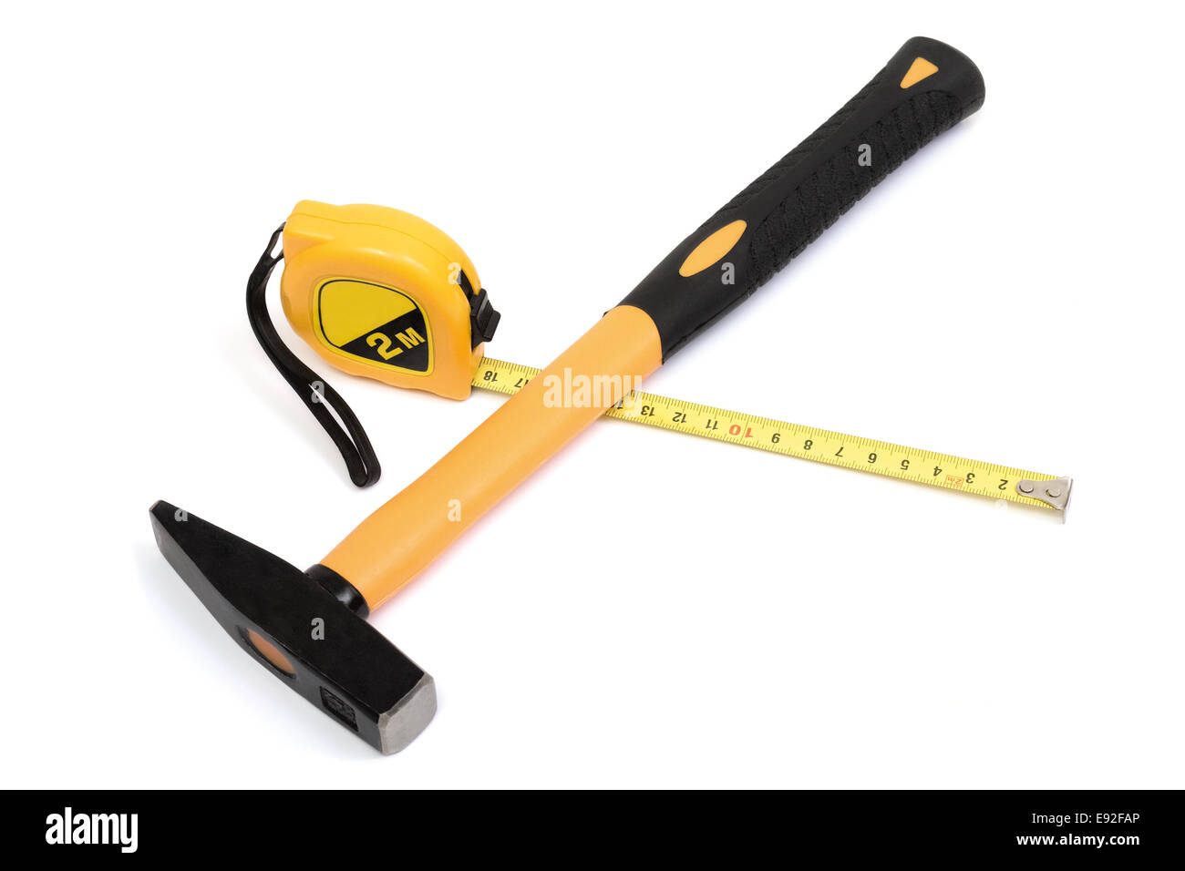 Tape Measure and hammer Stock Photo - Alamy