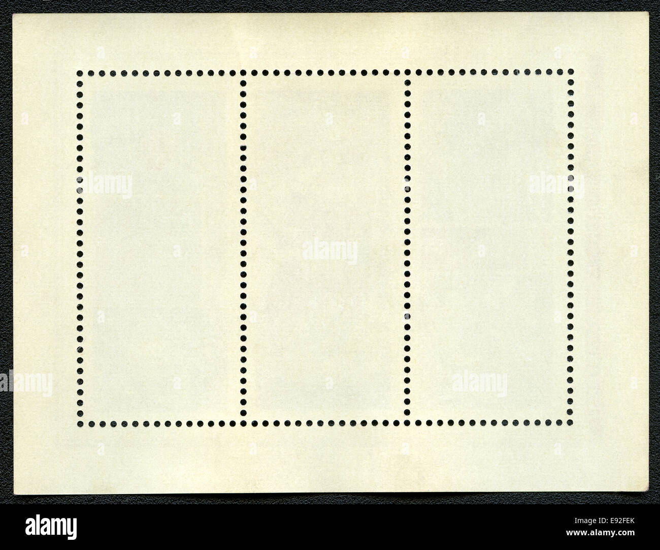 Blank postage stamps block of three framed Stock Photo - Alamy