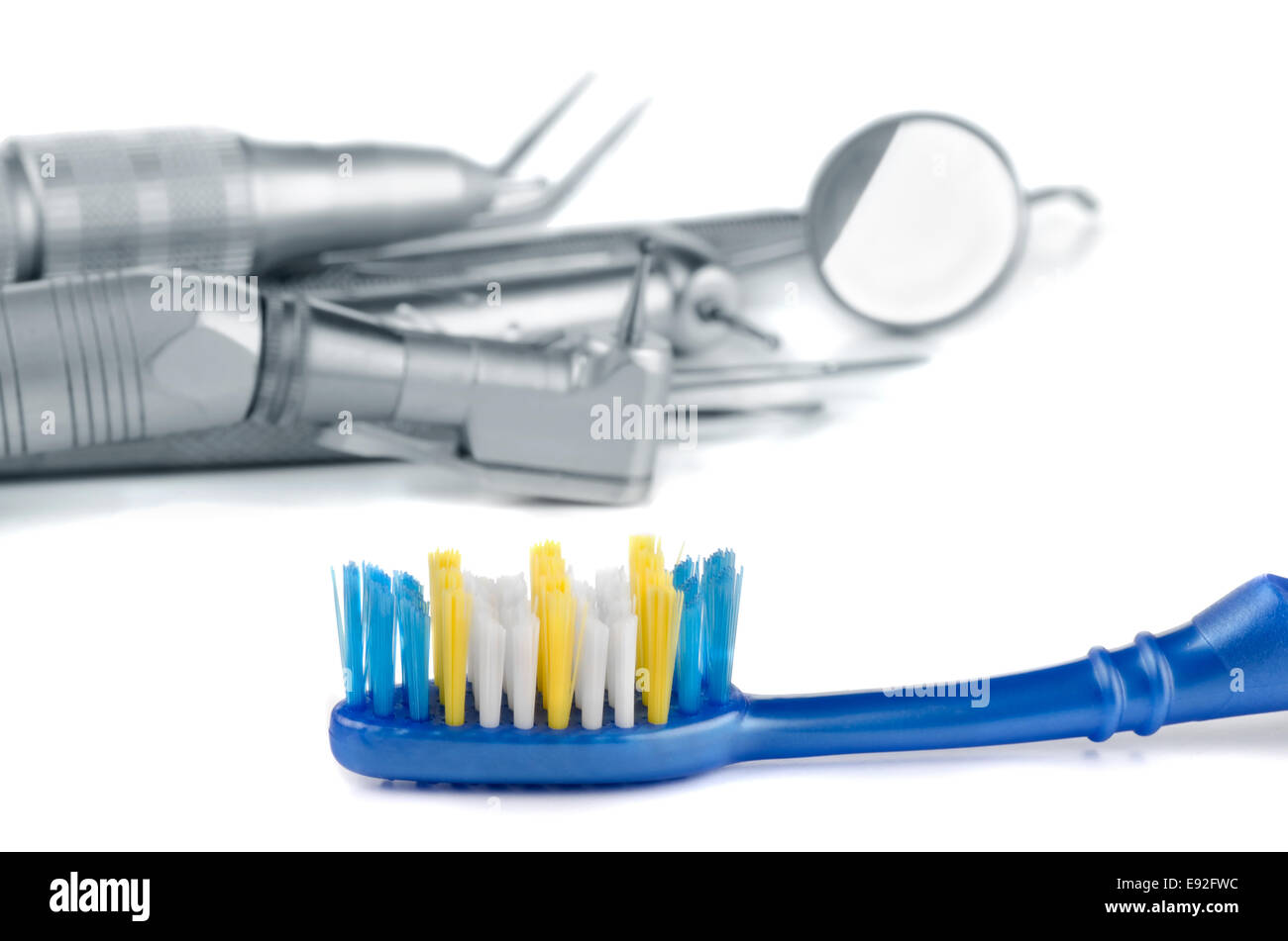 Toothbrush and dental tools Stock Photo - Alamy