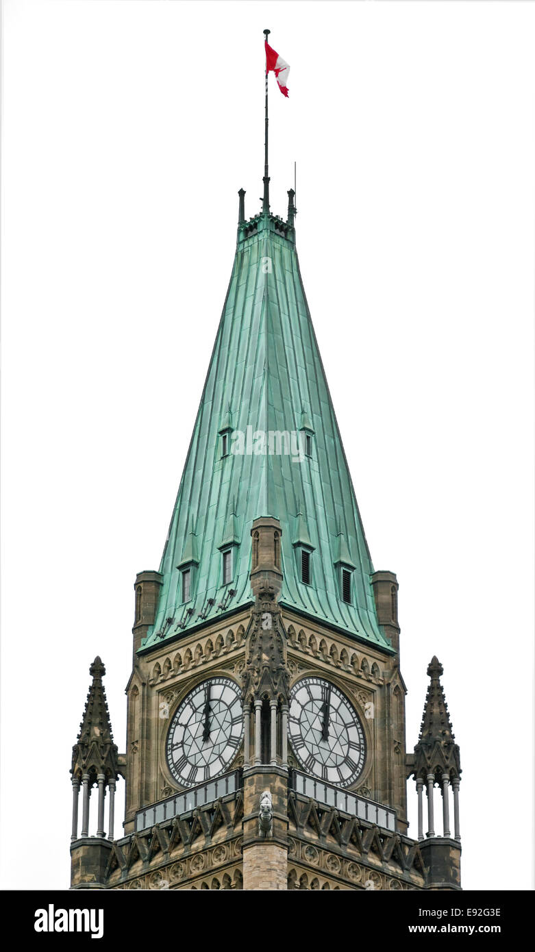 Parliament ottawa canada noon centre block clock white hi-res stock ...