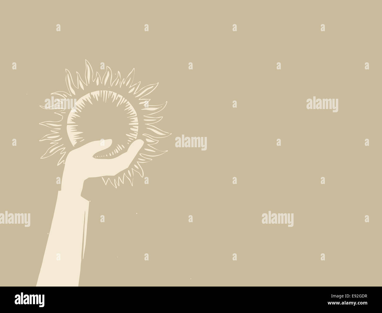 sun in hand on brown background Stock Photo - Alamy