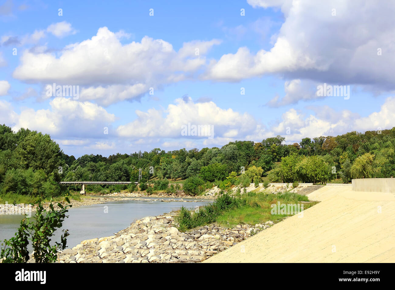 Landscape with green park and river Stock Photo - Alamy