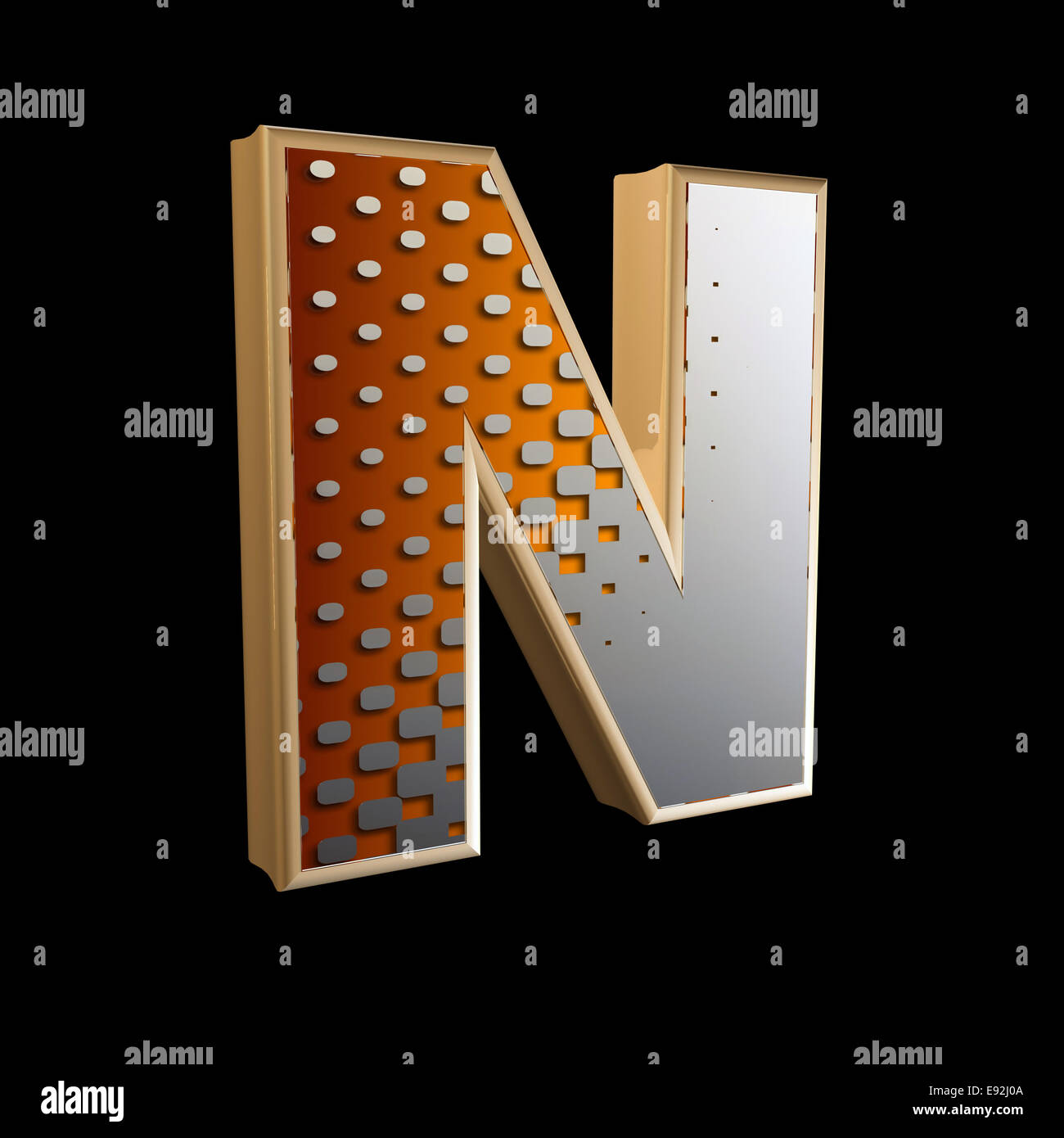 3d abstract letter with modern halftone pattern - N Stock Photo - Alamy