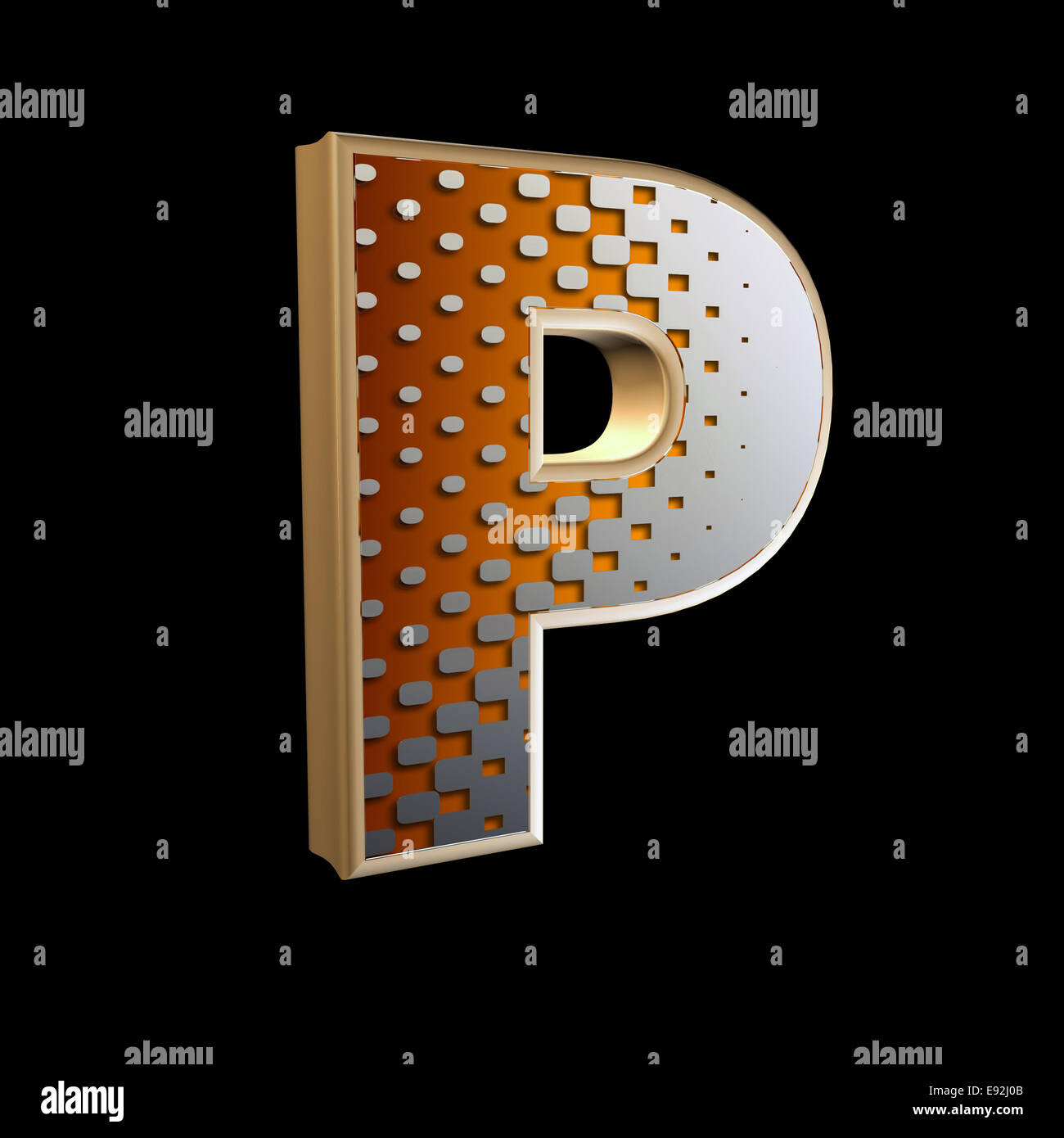3d abstract letter with modern halftone pattern - P Stock Photo - Alamy