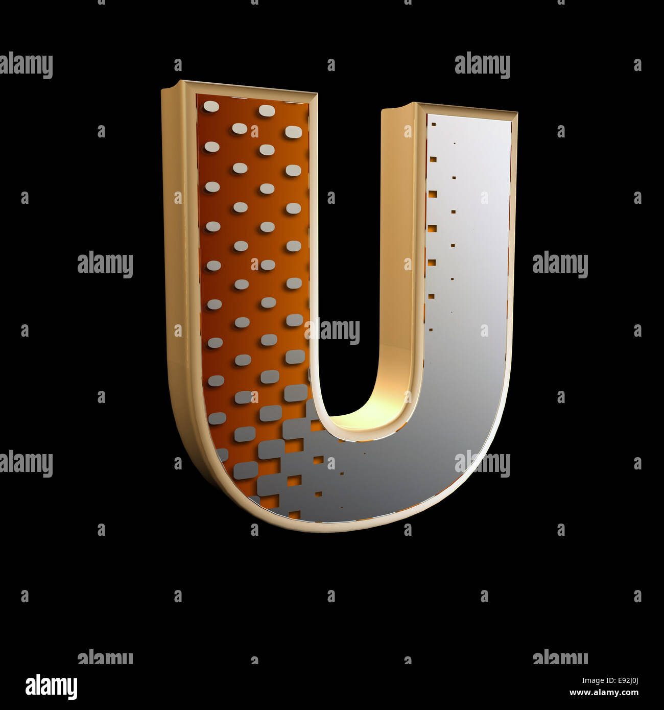 3d abstract letter with modern halftone pattern - U Stock Photo - Alamy