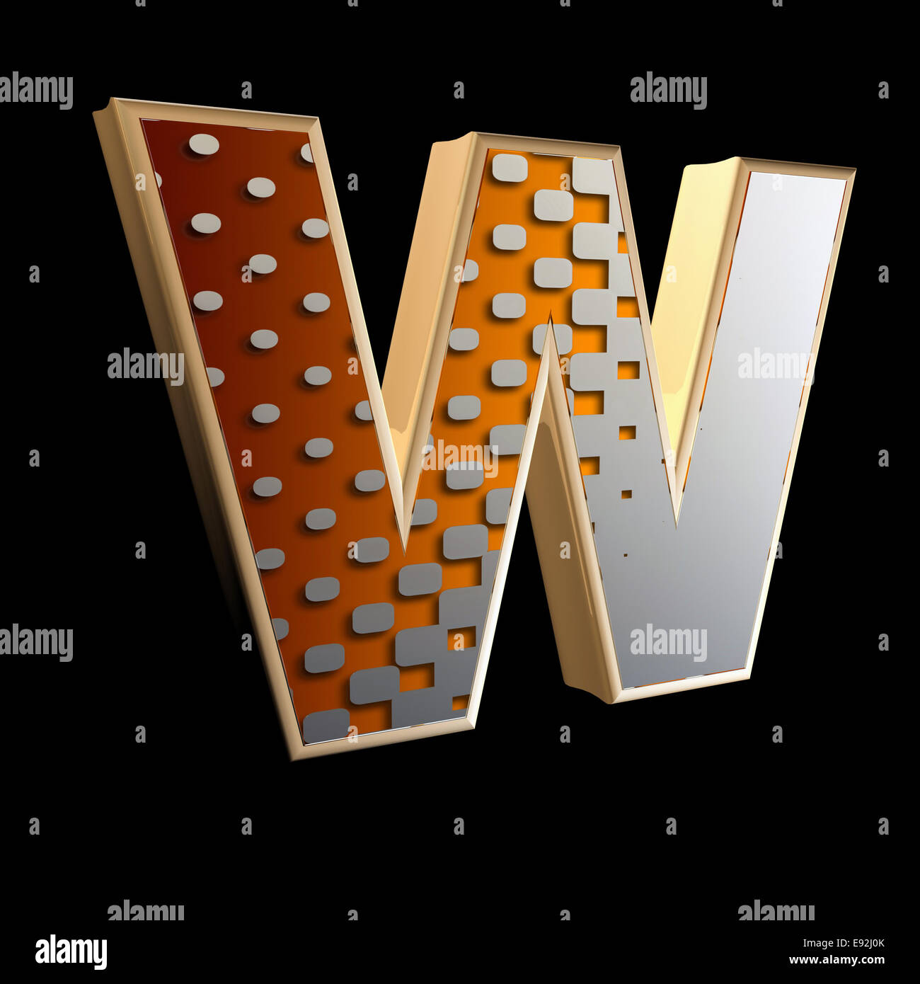 3d abstract letter with modern halftone pattern - W Stock Photo - Alamy