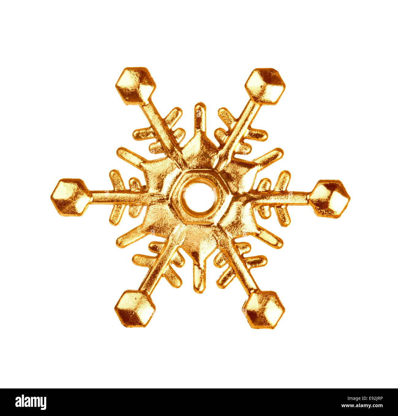 Golden snowflake isolated on white background Stock Photo - Alamy