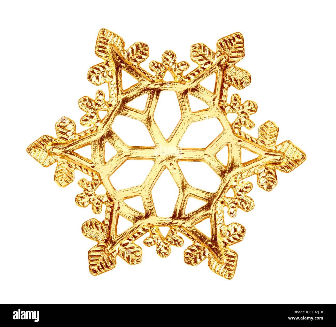 Golden snowflake isolated on white background Stock Photo - Alamy