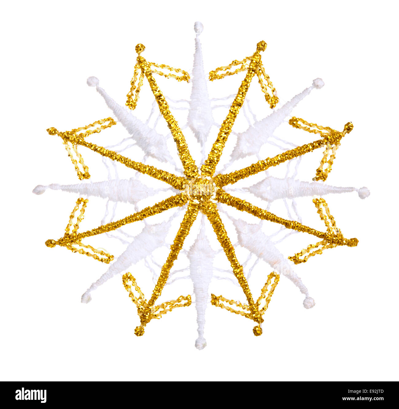 Golden snowflake isolated on white background Stock Photo - Alamy