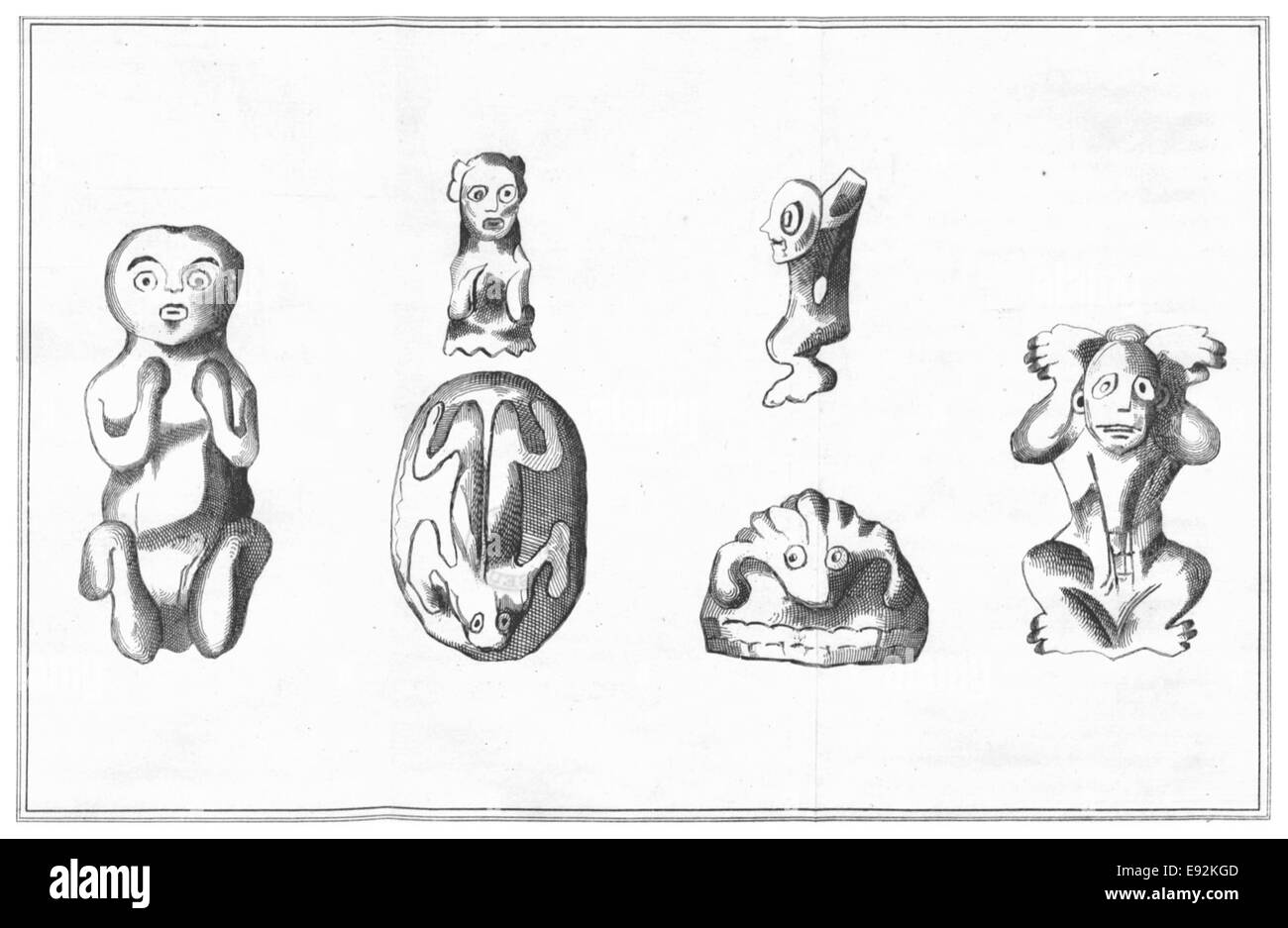 This vintage illustration depicts various artifacts, offering a ...