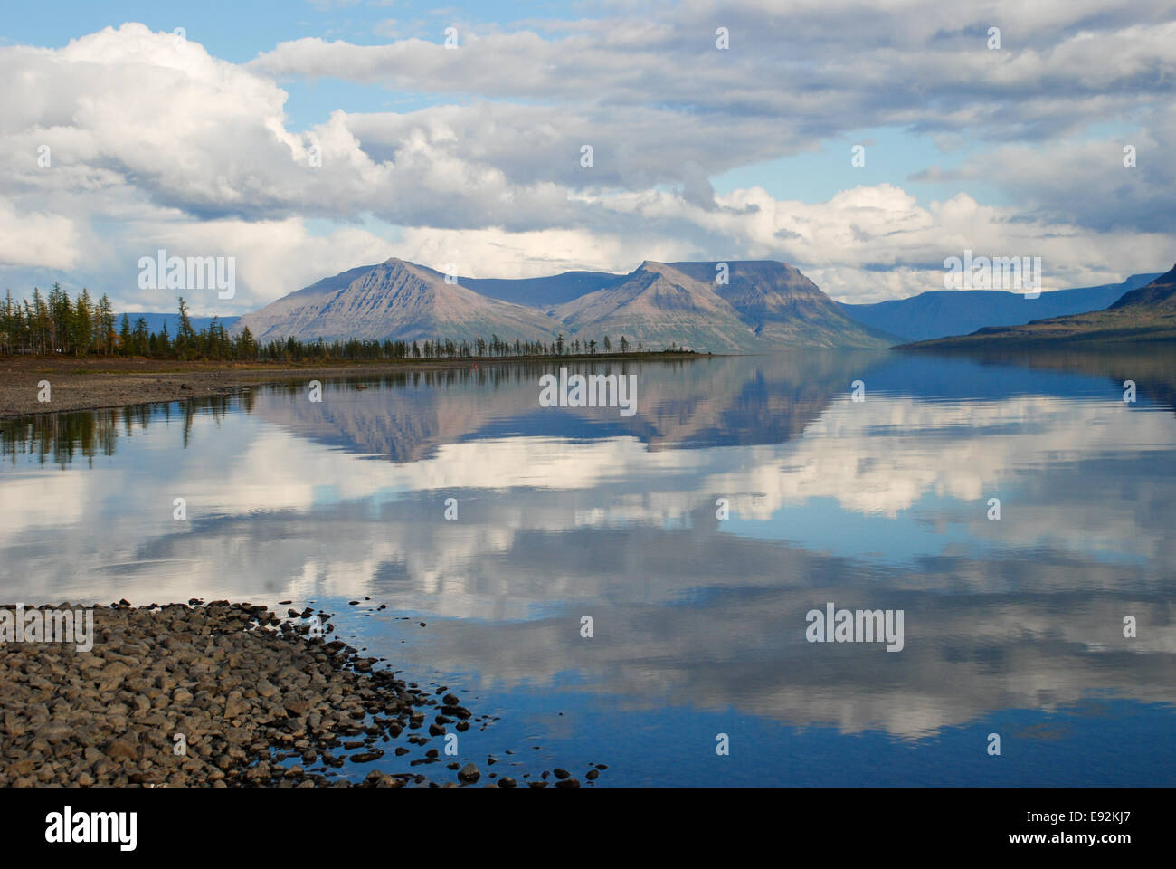 The Western part of the lake Lama, the Putorana plateau. View of the ...