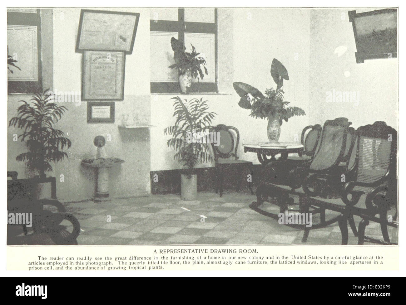 This vintage illustration depicts a representative drawing room ...