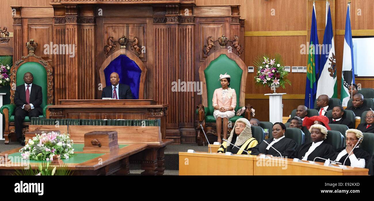 Maseru, Lesotho. 17th Oct, 2014. Lesotho's King Letsie III (2nd L ...