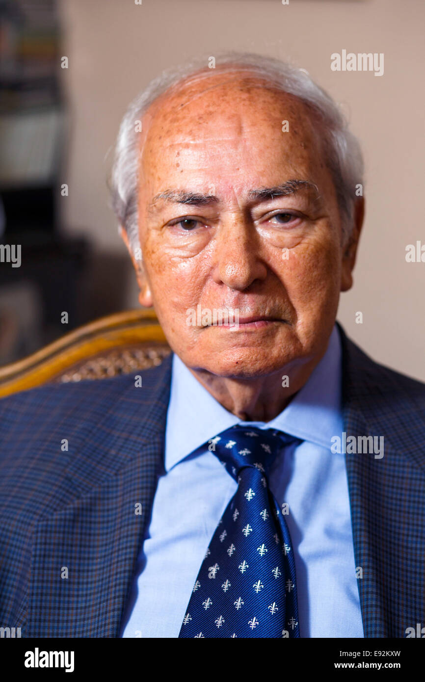 Italian journalist Riccardo Ehrmann (84) poses in his home in Madrid ...