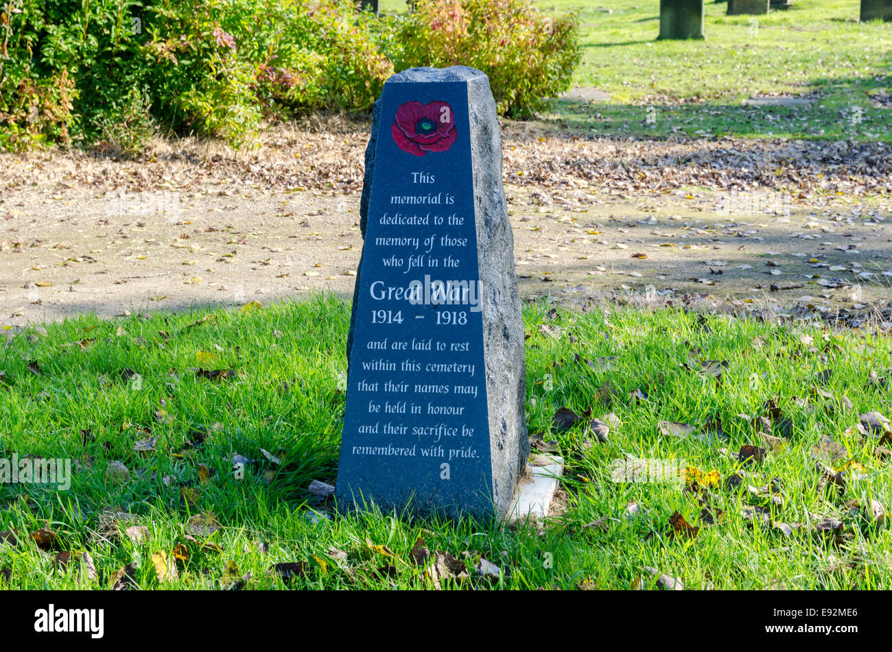 First World War Memorial at Brookfields Cemetery in Birmingham's ...
