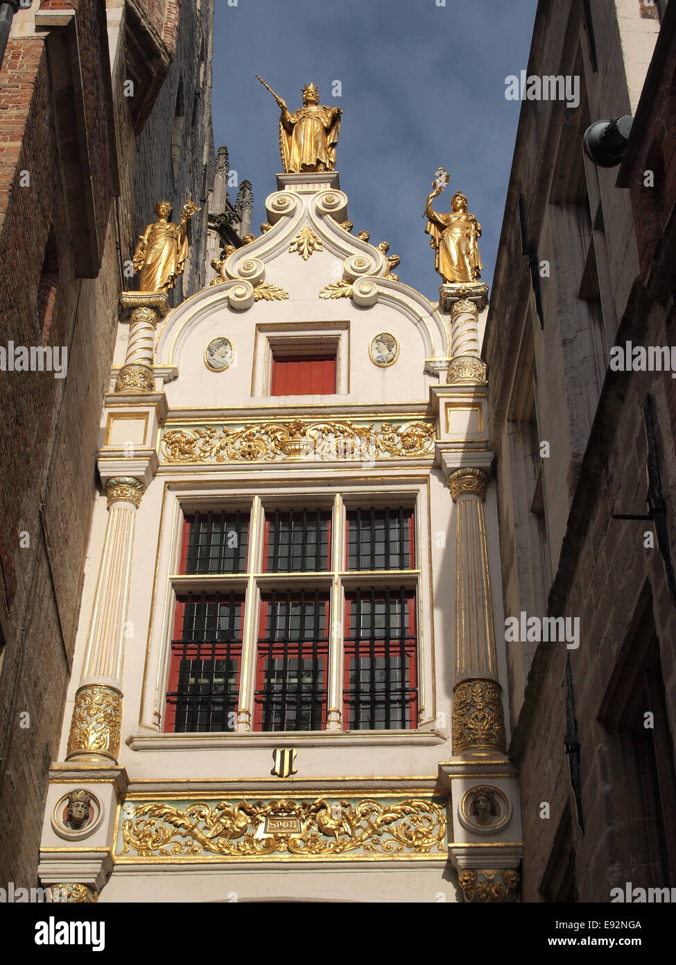 Statues of Justice, Moses and Aaron on the old civil registry at the ...