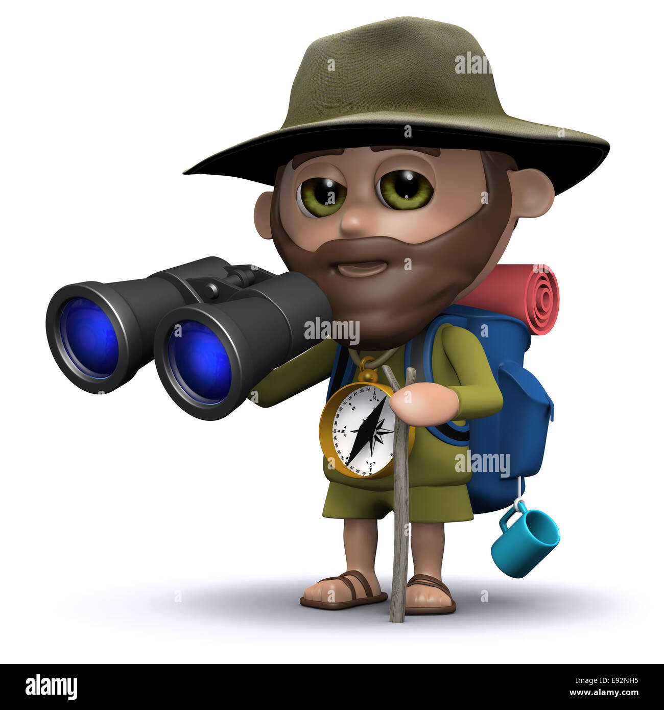 3d render of an explorer with a pair of binoculars Stock Photo - Alamy