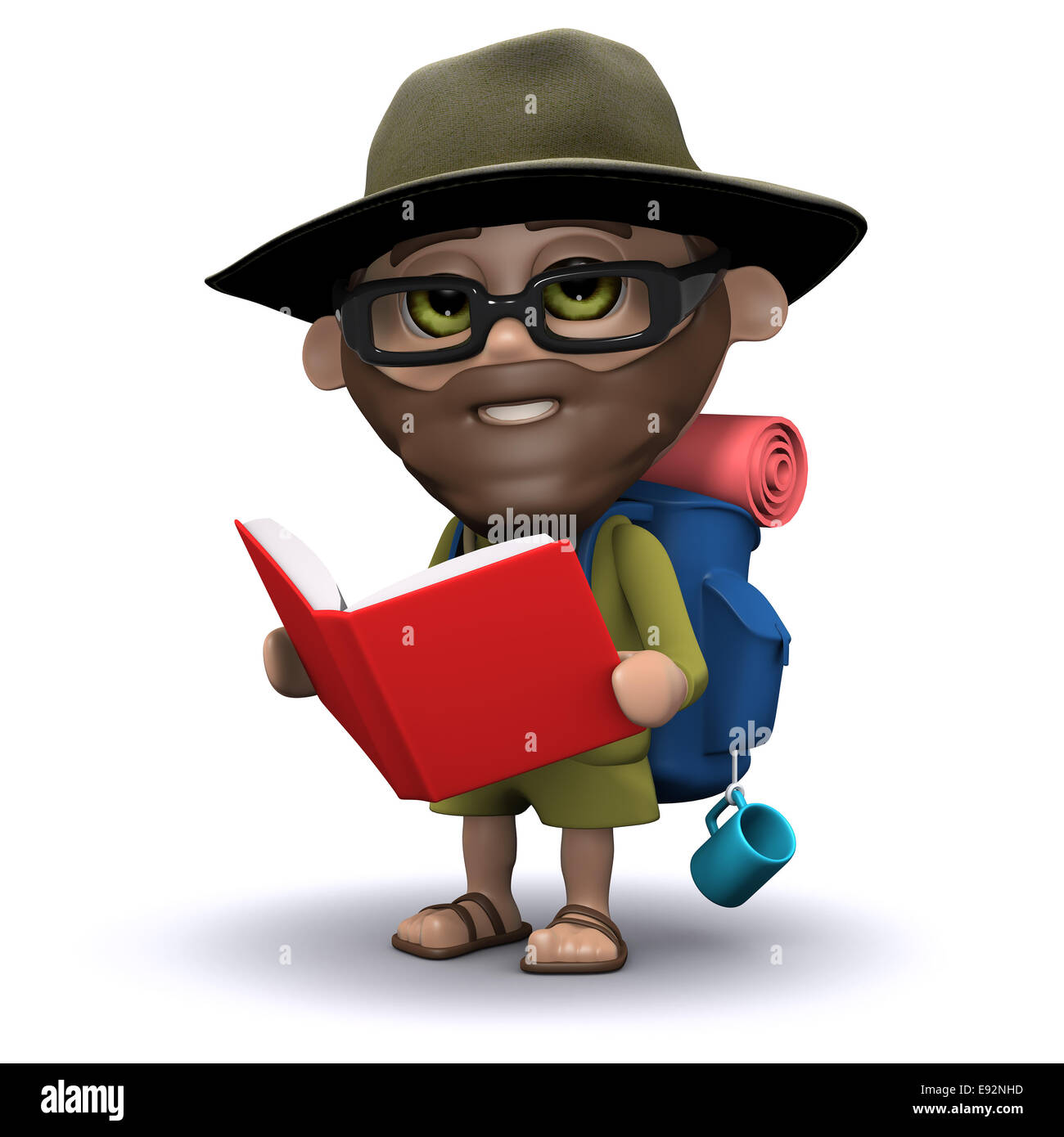 3d render of an explorer reading a book Stock Photo - Alamy