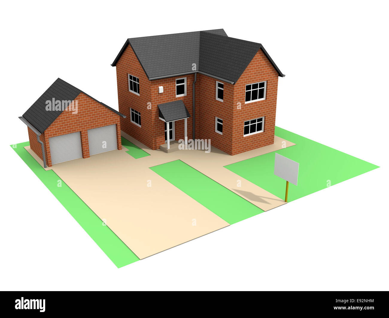 3d render of a house and garage Stock Photo - Alamy