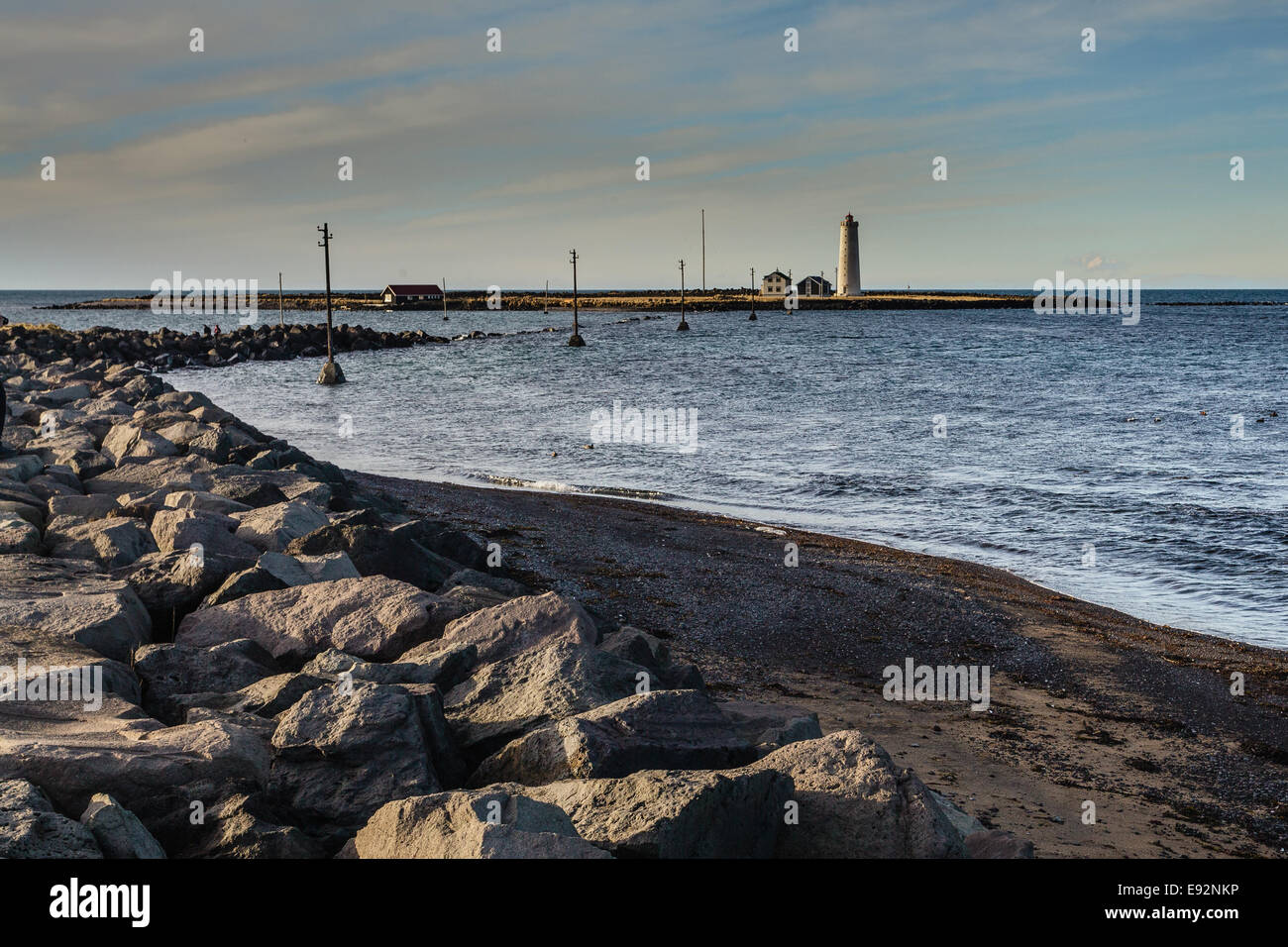 Grotta Lighthouse Reykjavik Iceland Sunset Stock Photo - Alamy