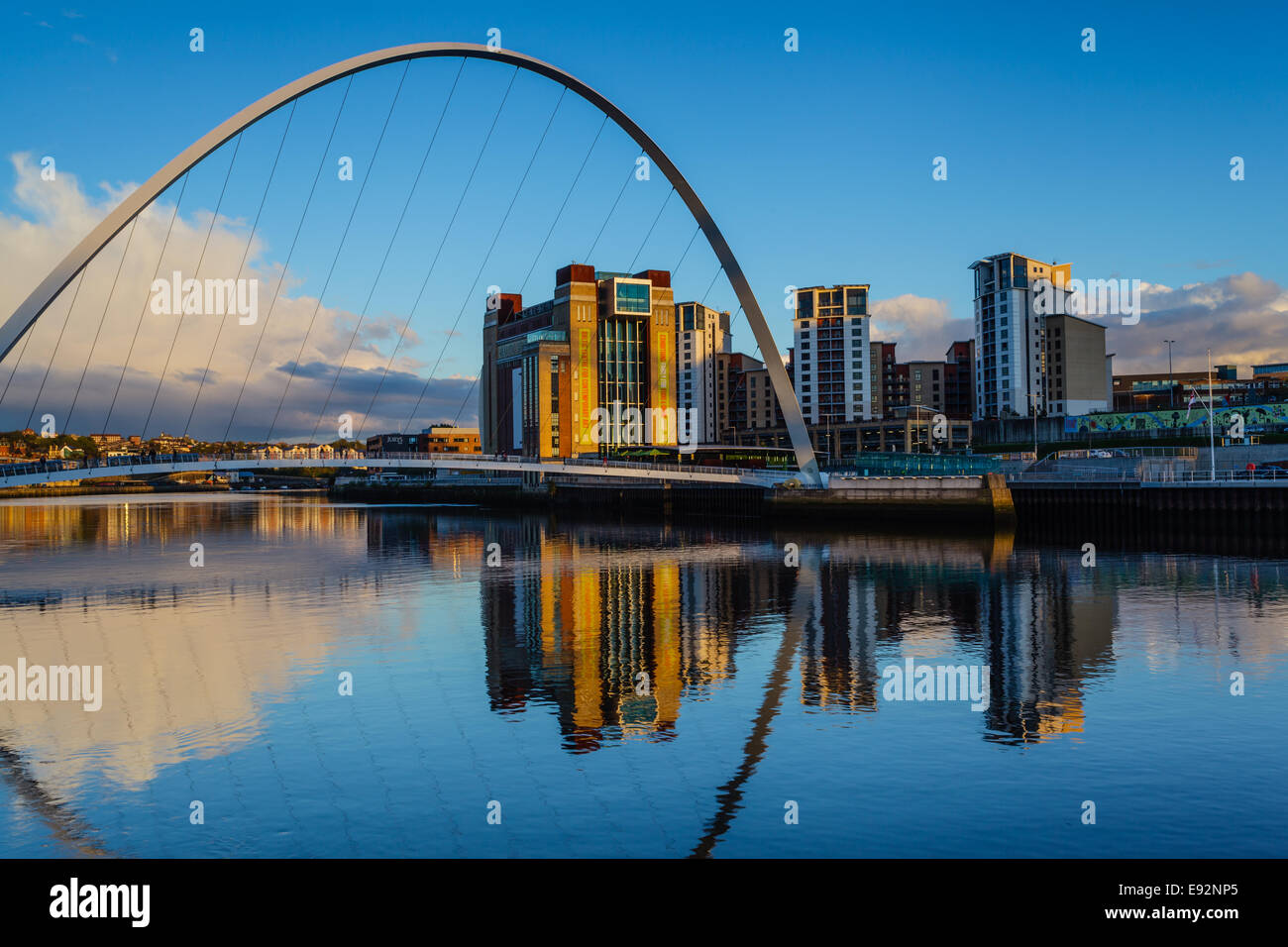 River Tyne at Sunset Newcastle Gateshead Baltic Mill Millennium Bridge ...