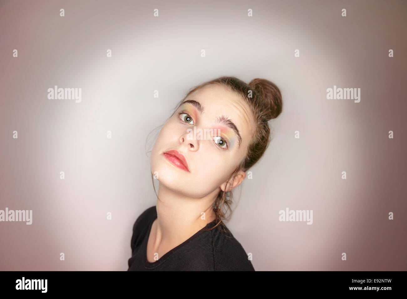 portrait of a beautiful woman with rainbow make-up Stock Photo - Alamy