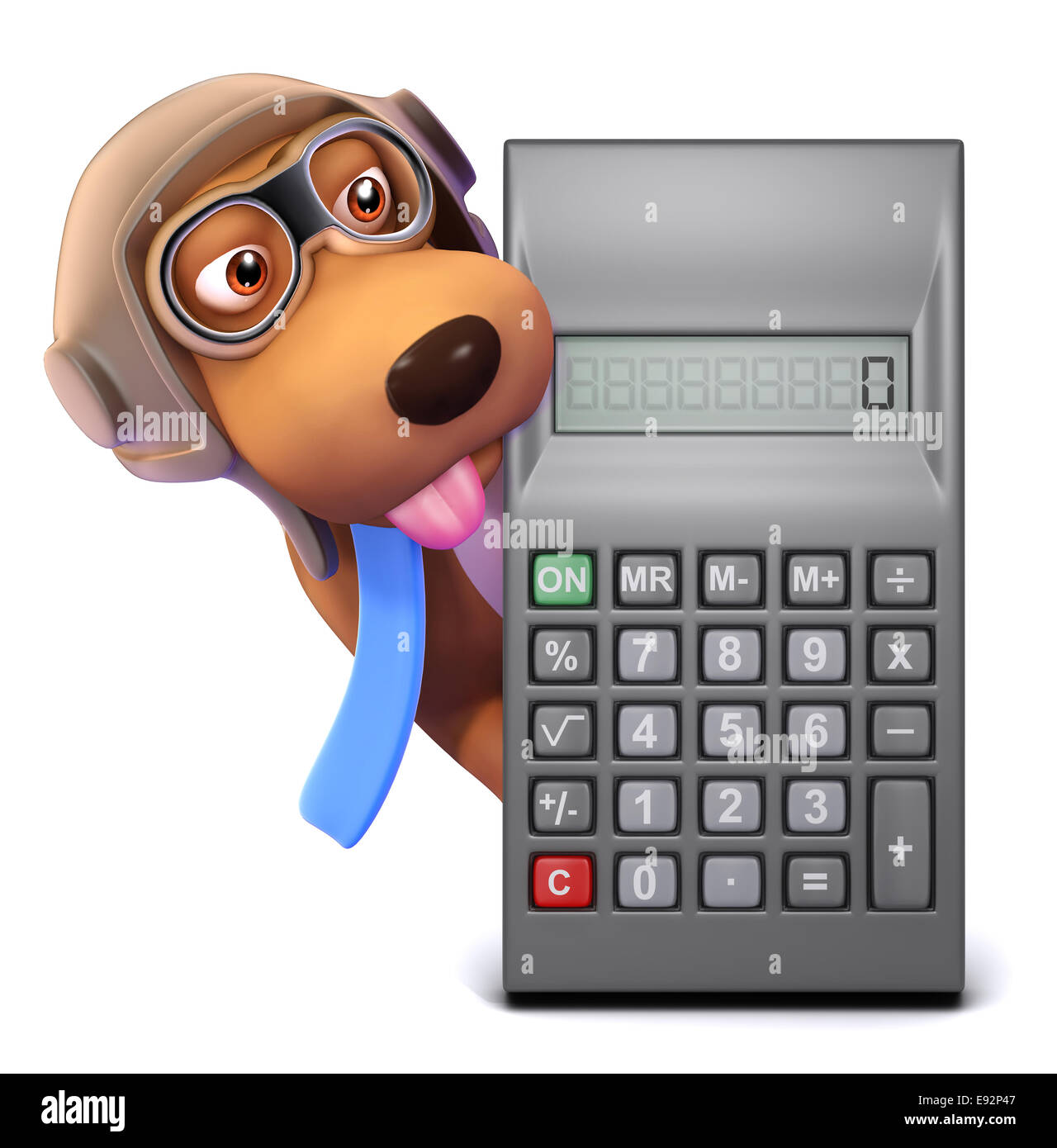 3d render of a dog with a calculator Stock Photo - Alamy