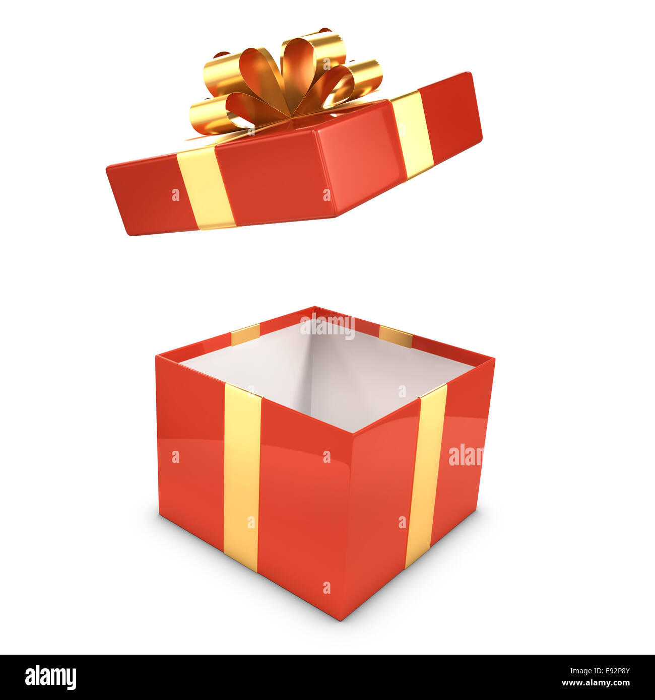 3d render of a gift box with lid flying open Stock Photo - Alamy