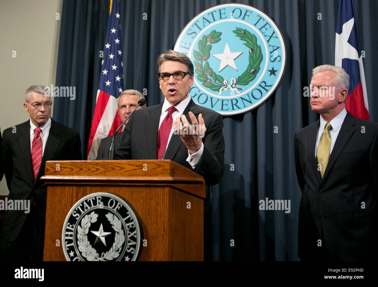 Texas Governor Rick Perry during press conference regarding Texas Ebola ...