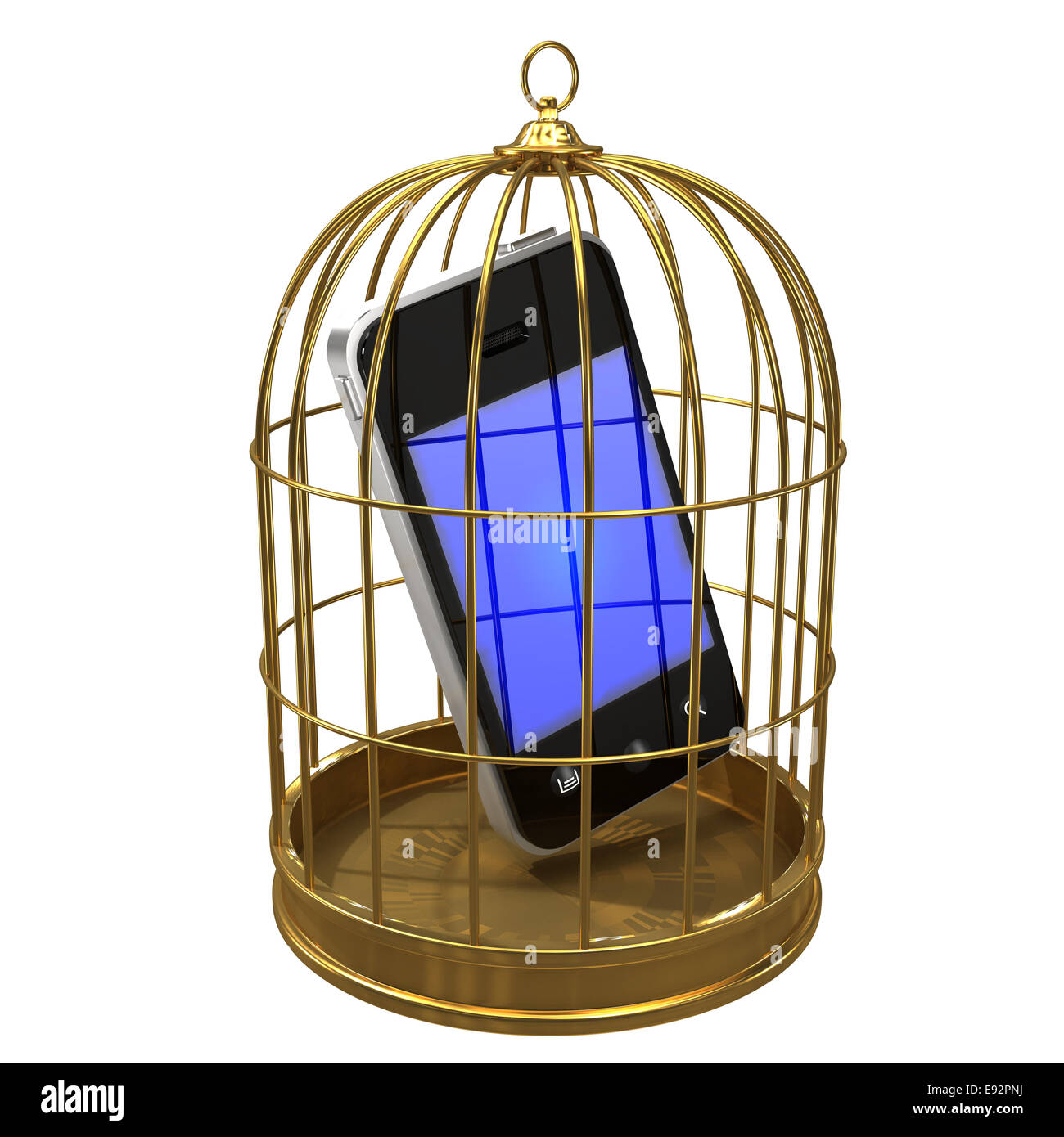 3d render of a smartphone in a birdcage Stock Photo - Alamy